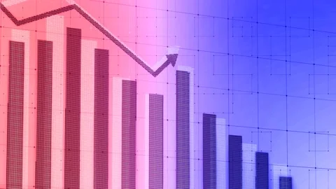 Blue red gradient negative business grap... | Stock Video | Pond5