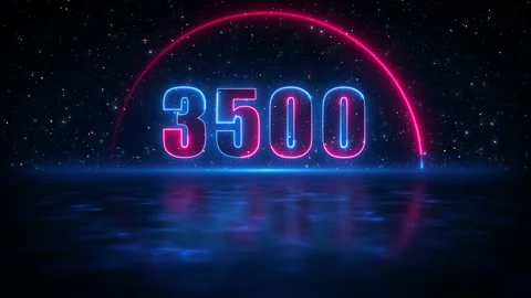 Blue Red Number 3500 In Half Circle Line... | Stock Video | Pond5