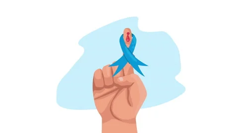 blue ribbon campaign with hand animation | Stock Video | Pond5