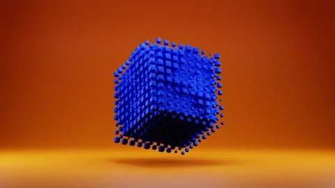 Blue Rotating Futuristic Cube Animation | Stock Video | Pond5