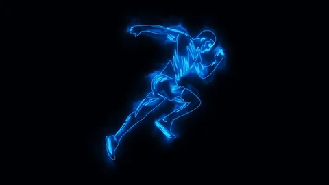 Blue Running Man Runner Animated Logo El... | Stock Video | Pond5