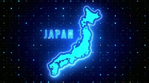 Blue Shine Japan Contour Line Map And Te... | Stock Video | Pond5