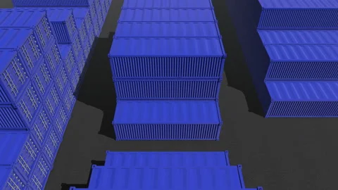 Blue shipping containers loop top view | Stock Video | Pond5