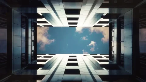 Blue Sky Building Zoom In Through Skyscr... | Stock Video | Pond5