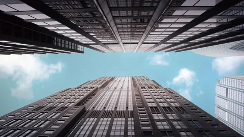 Blue Sky Buildings Zoom In Skyscraper Ex... | Stock Video | Pond5