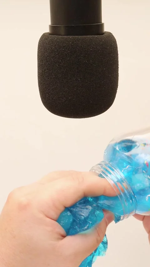 Blue slime with pieces of cubes. Slime A... | Stock Video | Pond5