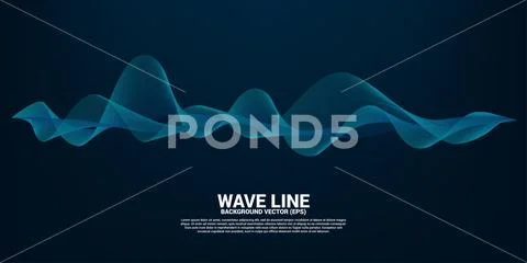 Blue Sound wave line curve on dark background. Illustration #101582560