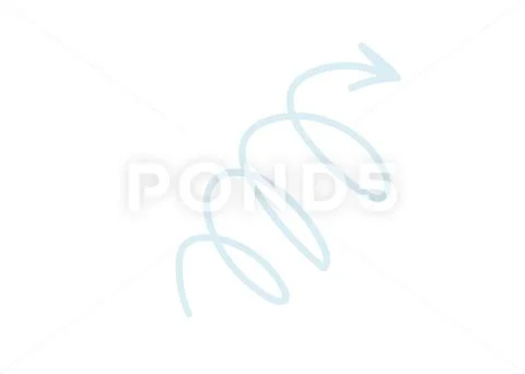 Blue spiral arrow. hand drawing cartoon. doodle vector illustration ...