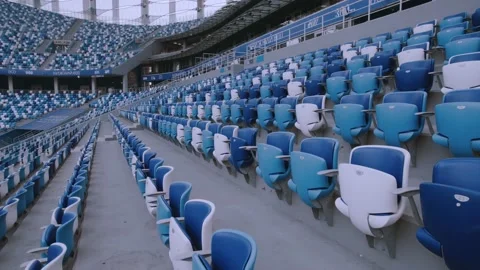 Blue stands of the football stadium, Niz... | Stock Video | Pond5