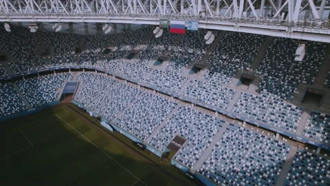 Blue stands of the football stadium, Niz... | Stock Video | Pond5