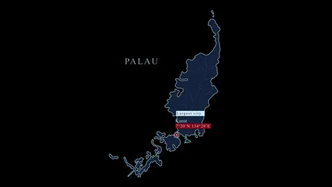 Blue stylized Palau map with Koror large... | Stock Video | Pond5