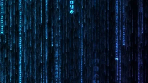 Blue symbols matrix rain 3d. Digital gly... | Stock Video | Pond5