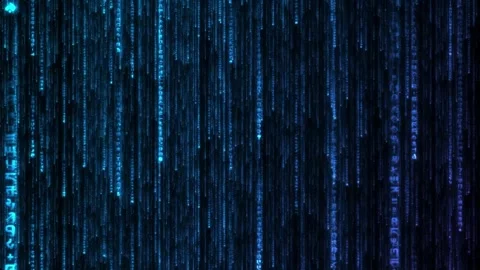 Blue symbols matrix rain 3d. Digital gly... | Stock Video | Pond5