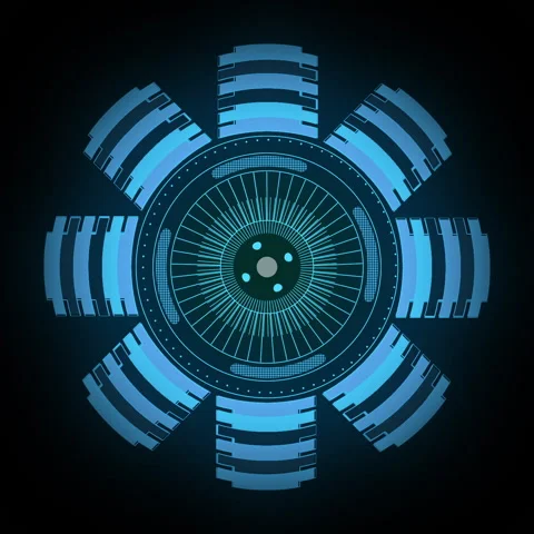 Blue tech robot eye lens on black backgr... | Stock Video | Pond5