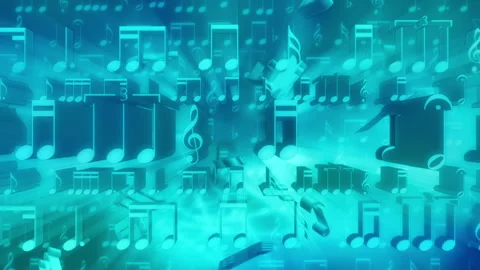 Blue thick music notes looping abstract ... | Stock Video | Pond5