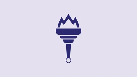 Blue Torch flame icon isolated on purple... | Stock Video | Pond5