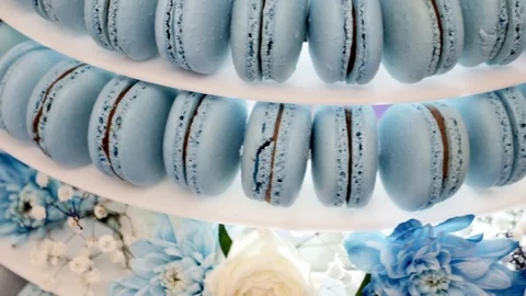 blue tower of Macarons. French desserts,... | Stock Video | Pond5