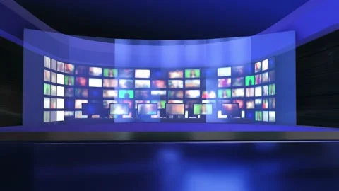 Blue TV Studio Background, Media and Tec... | Stock Video | Pond5