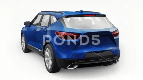 Blue ultra-modern SUV with a catchy expressive design for young people ...