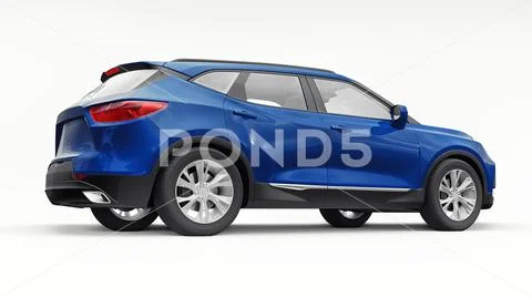 Blue ultra-modern SUV with a catchy expressive design for young people ...