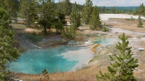 Blue water boiling from natural hot pot ... | Stock Video | Pond5