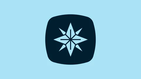 Blue Wind rose icon isolated on blue bac... | Stock Video | Pond5