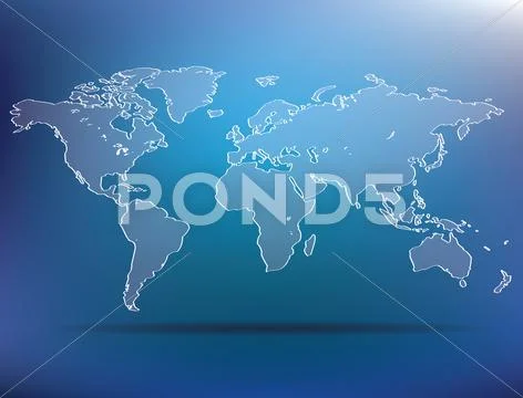 Blue world map Stock Illustration ~ Graphic #53740240