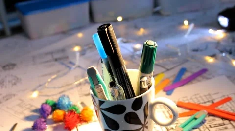 blueprint - map - pen - marker - desk 00... | Stock Video | Pond5