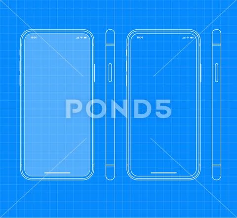 Blueprint Smartphone Outline Vector Template Mobile App similar to ...