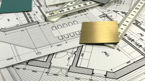 Blueprints: architectural drawings, fold... | Stock Video | Pond5