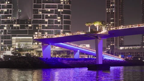 Bluewaters pedestrian bridge in Dubai, a... | Stock Video | Pond5