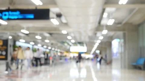 Blur background travel people in airport | Stock Video | Pond5