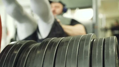 Blurred background of bodybuilder works ... | Stock Video | Pond5
