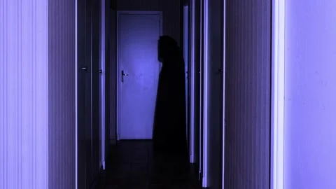 Blurred dark ghost figure in corridor | Stock Video | Pond5