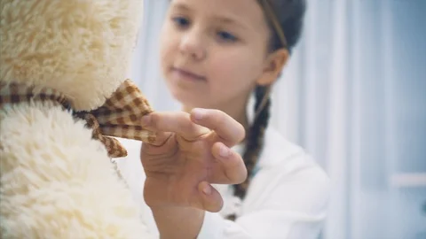 Blurred pretty girl readjusting bow-tie ... | Stock Video | Pond5