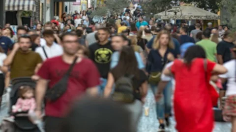 Blurred time lapse of a Crowd of people ... | Stock Video | Pond5
