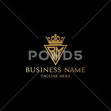 BM letter Half Triangle Logo with Luxury Crown Icon: Graphic #281132621