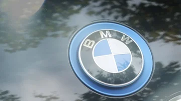 BMW Logotype insignia on a black hybrid ... | Stock Video | Pond5