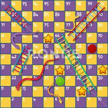 Boardgame design template with snakes and ladders: Royalty Free #136007566