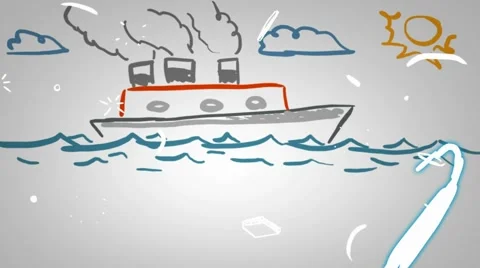 Boat - Animation - outline - White Backg... | Stock Video | Pond5