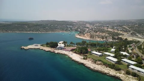 The boat enters the bay. Coast of Turkey... | Stock Video | Pond5