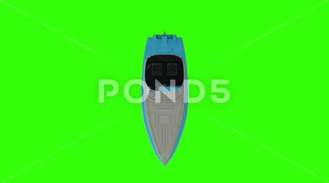 Boat on a green screen. Motor boat sailing over waves, 3d illustration ...