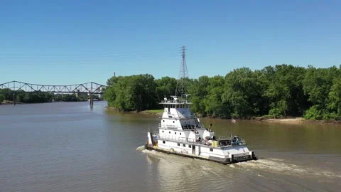 Boat sailing down the river with a brid... | Stock Video | Pond5