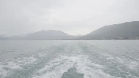 Boat wake on a lake with montage in the ... | Stock Video | Pond5