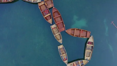 Boats on the Lake Aerial Top View 4K In ... | Stock Video | Pond5