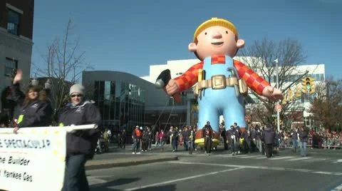 Bob the Builder balloon at parade | Stock Video | Pond5