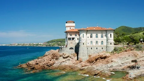 Boccale Castle perched on seaside cliff ... | Stock Video | Pond5