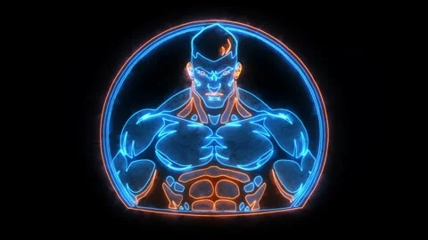Body Building Animated Neon Logo - Loop ... | Stock Video | Pond5