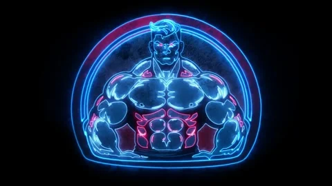 Body Building Animated Neon Logo - Loop ... | Stock Video | Pond5