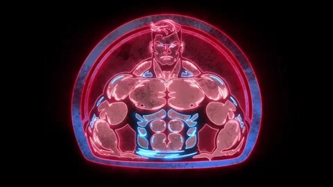 Body Building Animated Neon Logo - Loop ... | Stock Video | Pond5